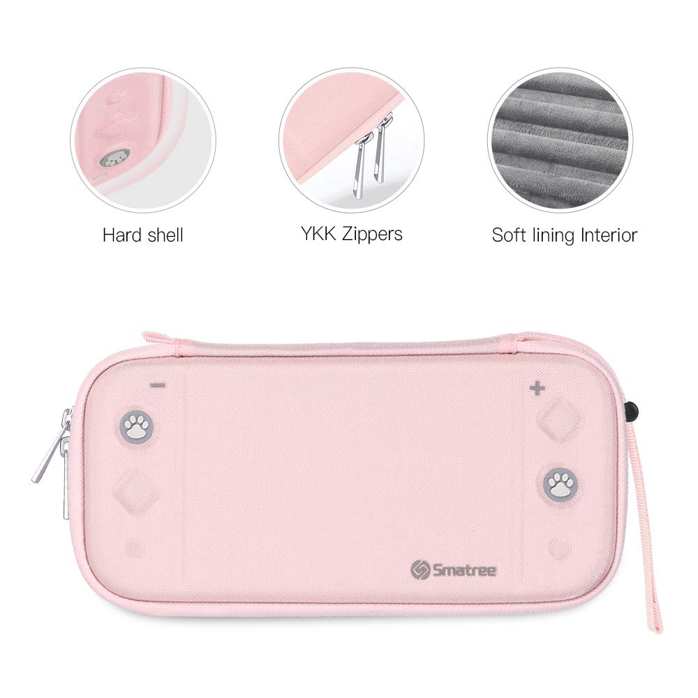 Smatree Hard Shell Carry Case for Nintendo Switch with 10 Game Cartridges, Protective storage Case for Travel（Pink）
