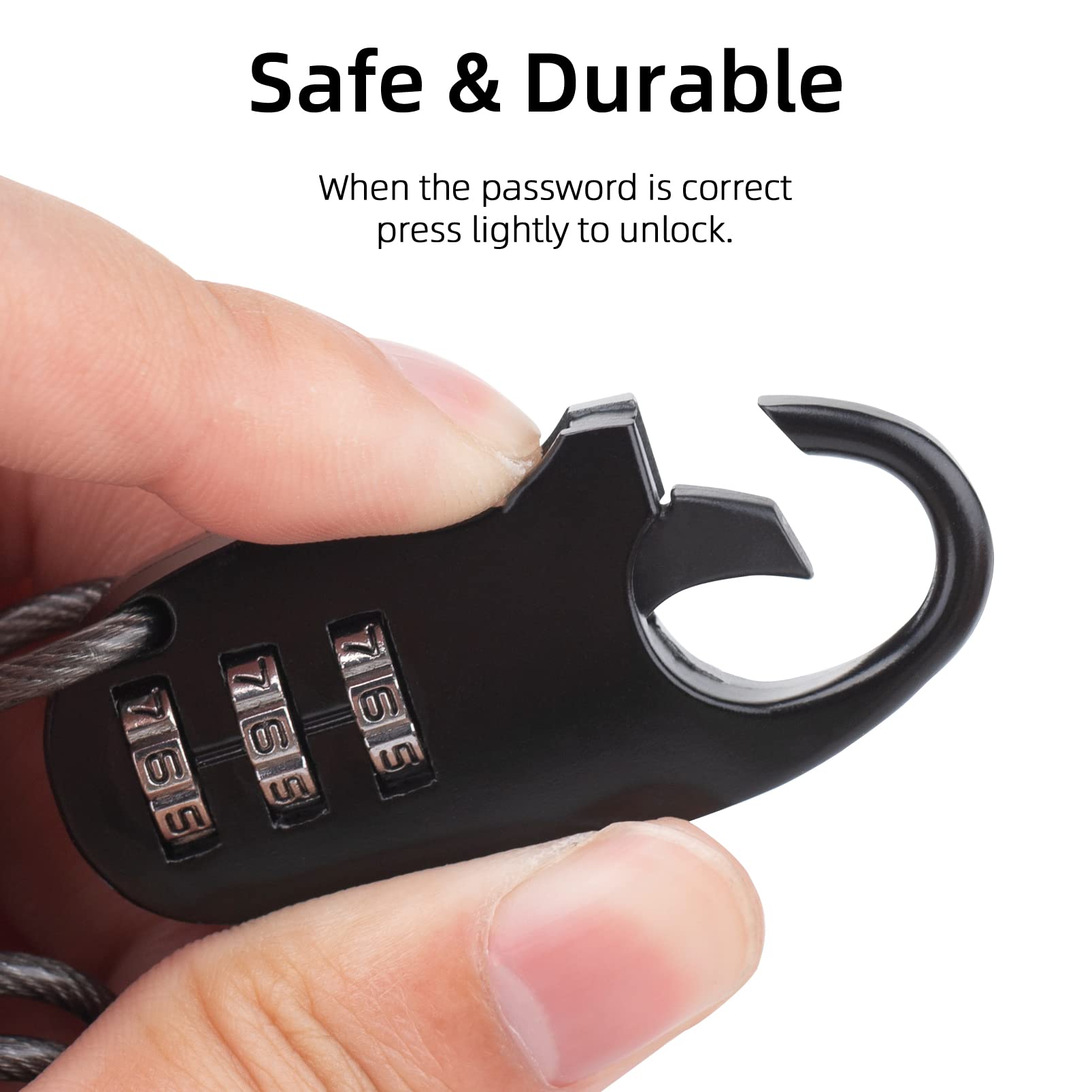 ROCKBROS Helmet Bike Lock Cable Mini Motorcycle Anti-Theft Bicycle Locks Portable 3 Digit Resettable Cycling Cable Lock for Travel Luggage Helmet