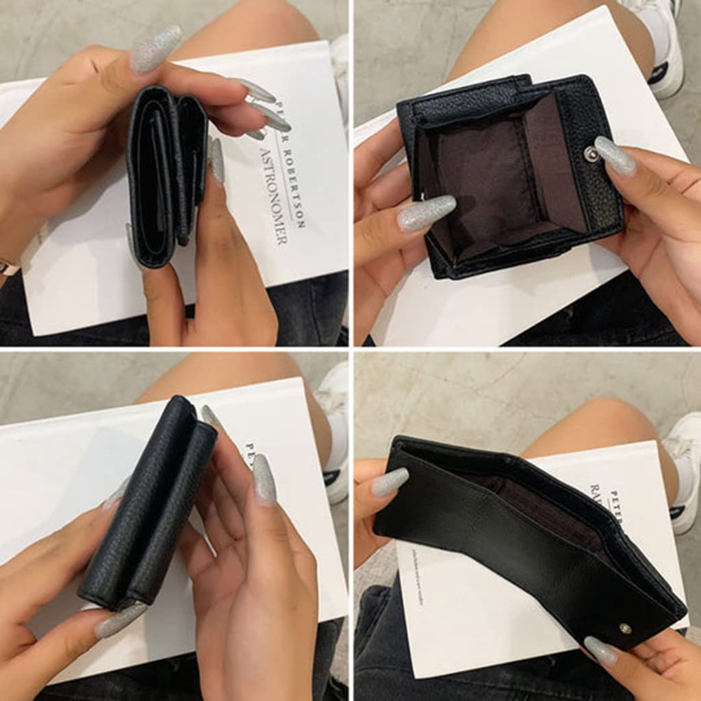 Wallet - Lightweight Zippered Minimalist Wallet with Clear ID Window - Water-proof Vegan Leather Mini Coin Purse Wallet (Rose Red)