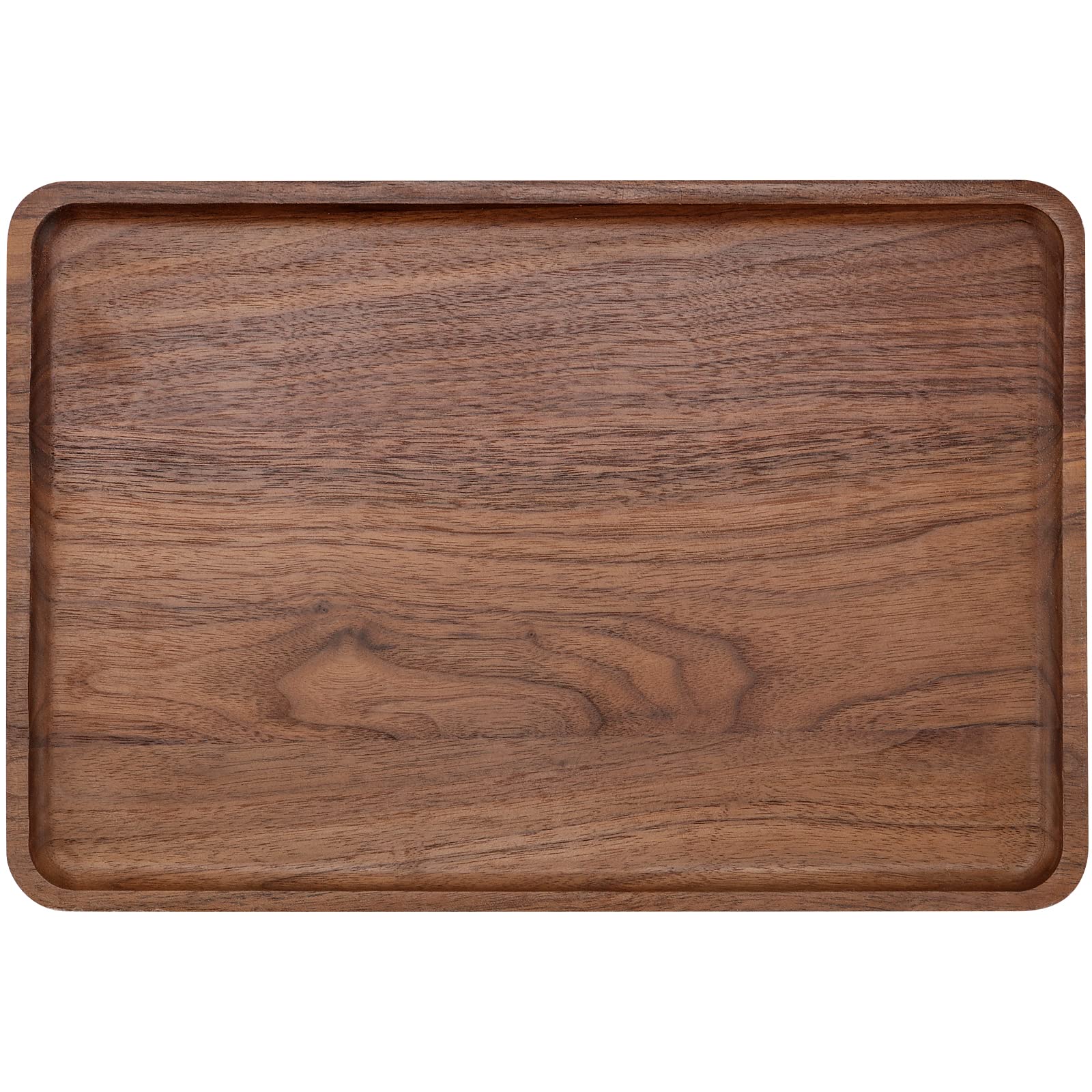 SEHOI 2 PCS 13.4 x 9 Inches Wood Serving Platters, Wooden Rectangular Serving Trays, Natural Walnut Wood Solid Snack Trays with Edge, Rectangle Dinner Plate Board for Breakfast, Lunch, Dinner