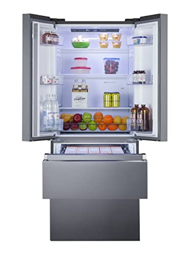 Summit Appliance FDRD152PL 27.5" Wide French Door Refrigerator-Freezer, Stainless Steel Look, Digital Controls, Interior LED Light, Open Door Alarm, No-frost Operation, Energy Saving Function