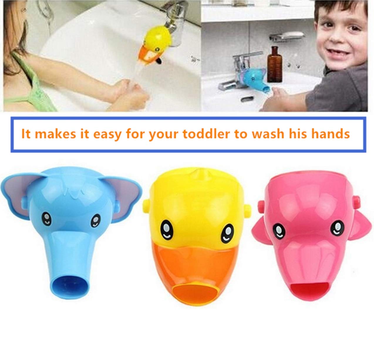 OGIFCHEN Baby and Children's faucet extension faucet guide sink extender long water hand washing device water diverter (3 Packs Dolphin)
