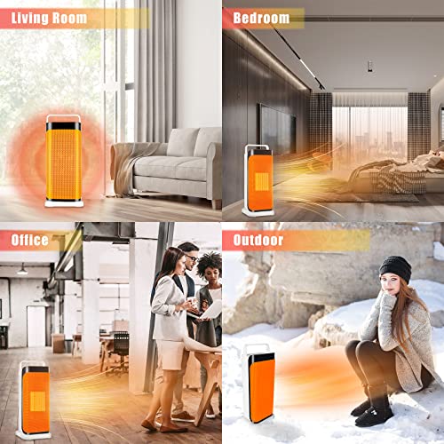 tectake Outdoor Patio Heater, 1500W Electric Tower Heater with Remote Control, 120° Oscillating, Portable Space Heaters for Indoor Use, Bedroom, Office, Outside, Tent