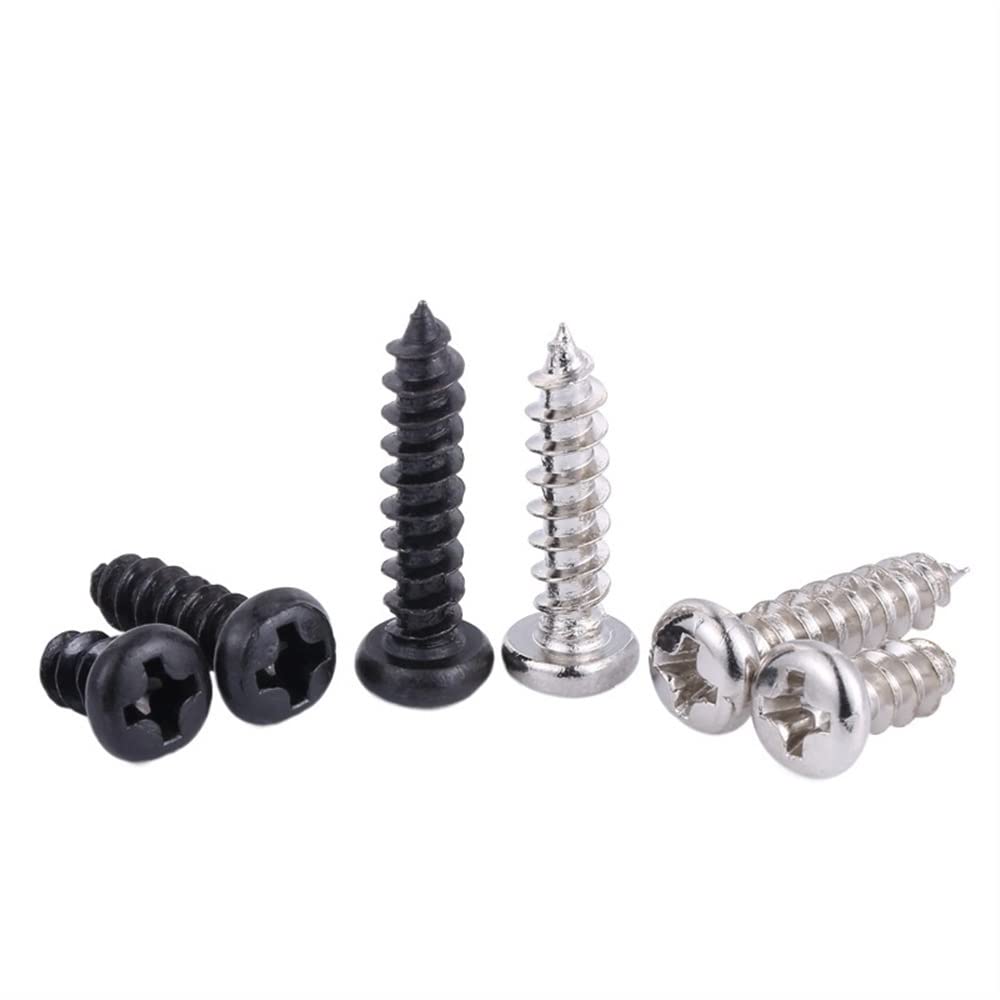 Wood Screws 1000pcs Self Tapping Screws M1 M1.2 M1.4 M1.5 M1.7 M2 M2.3 M2.6 M3 Small Pan Head Laptop Screws Computer Screw Black (Color : 9mm_M2.6)