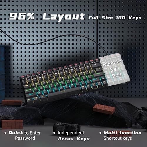 RK ROYAL KLUDGE RK100 2.4G Wireless/Bluetooth/Wired RGB Mechanical Keyboard, 100 Keys 3 Modes Connectable Hot Swappable Brown Switch Gaming Keyboard for Win/Mac
