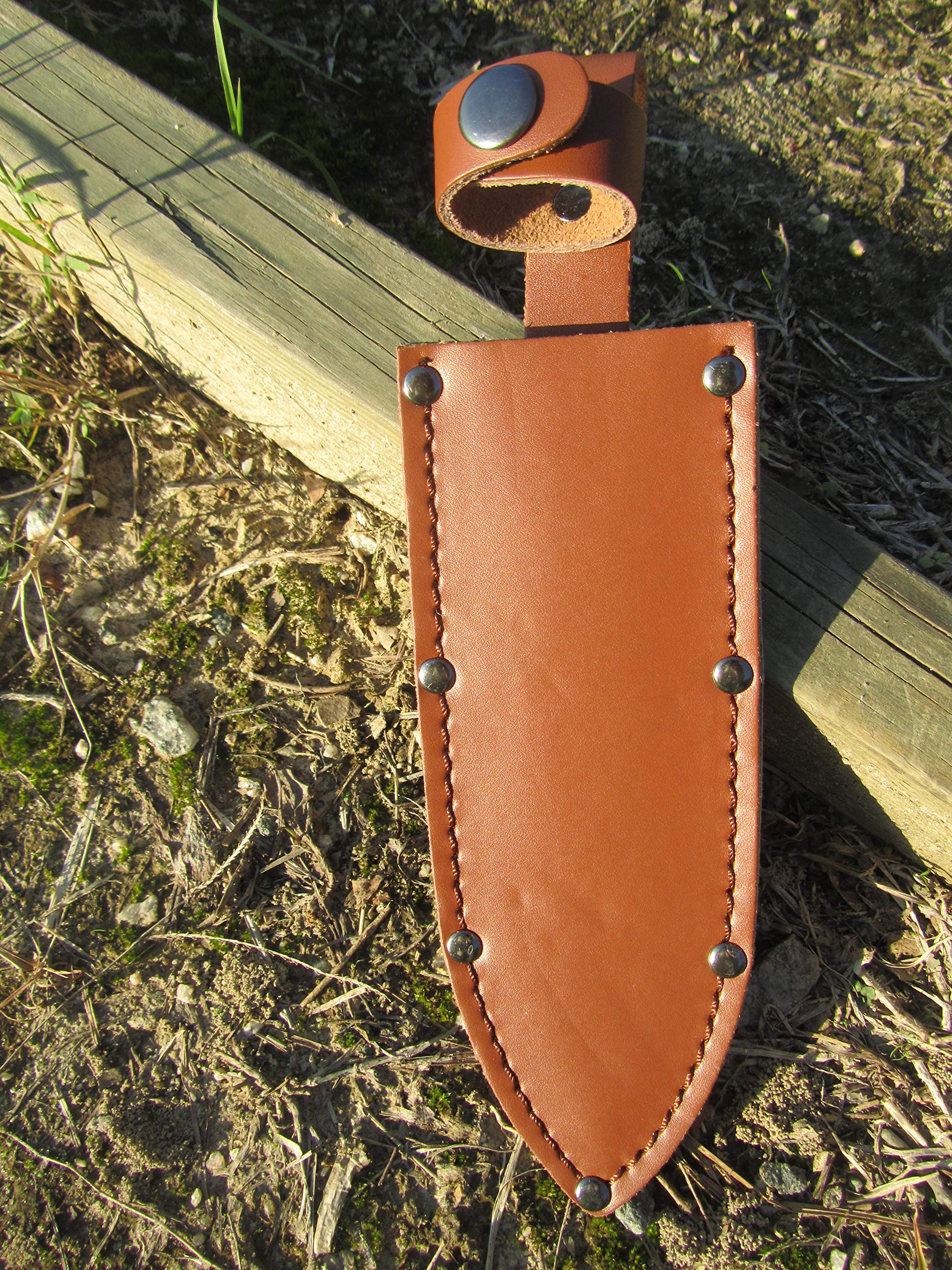 RiverView Enterprise Knife Sheath Riveted Genuine Leather - Up to 7-inch Single/Double Edge Blade β Riveted Belt & Handle Loops β Hori Hori, Hunting, Camping, Fishing, Tactical, Outdoor
