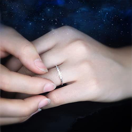 SILBERTALE 925 Sterling Silver 2MM Thin CZ Round Diamond Cubic Zirconia Ring Midi Knuckle Finger Engagement Wedding Band Stackable Rings For Her Size 2