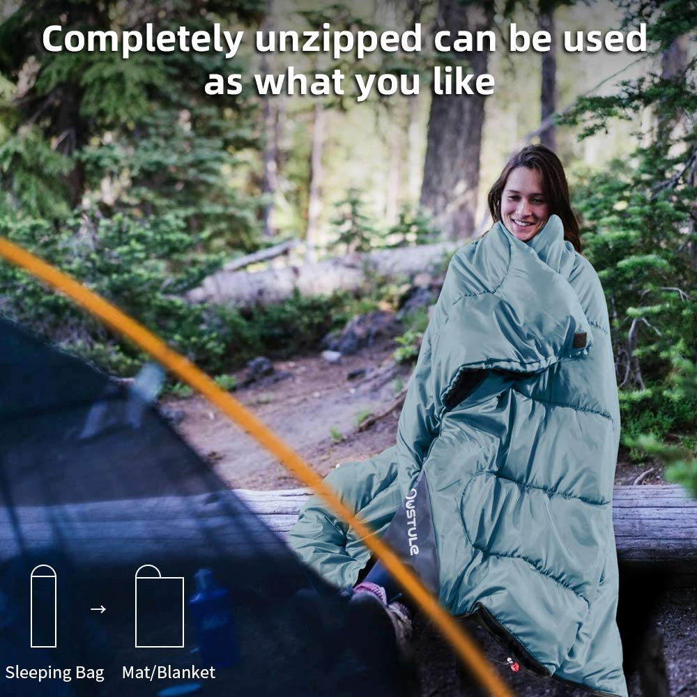 OUSUTLE Double Sleeping Bag for Adults, 2 Person Sleeping Bag with 2 Pillows for Backpacking Camping Hiking, Queen Size Cold Weather Sleeping Bag for Couples & Family Traveling