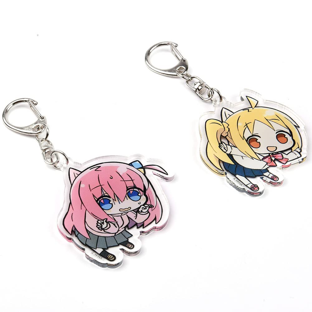URAQT 4Pcs Bocchi the Rock Keychains Cosplay Cute Cartoon Anime Keyrings