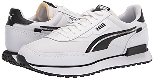 PUMA Men's Future Rider Twofold Sneaker, White Black, 10