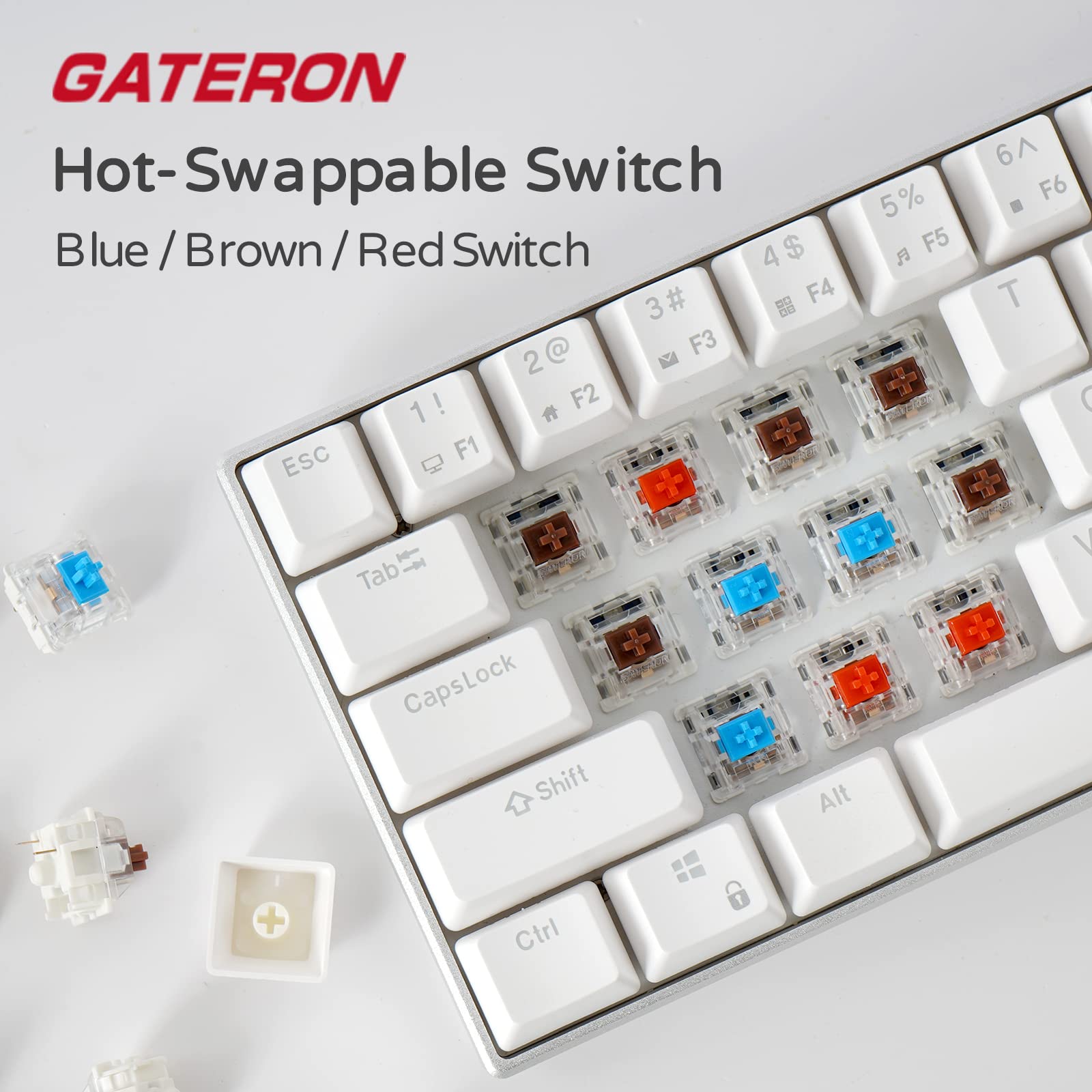 RK ROYAL KLUDGE Wireless 60% Mechanical Keyboard PBT keycaps, Bluetooth Mechanical Keyboard with CNC frame, Compact Gaming Keyboard with Software - 68 Keys Hot Swappable Gateron Brown Switch, RK68 pro