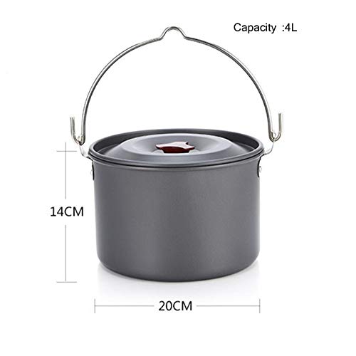 SHZBCDN 4L Picnic Pot Outdoor Tableware Camping Hiking Backpacking Cookware Cooking Pan Outdoor Pot