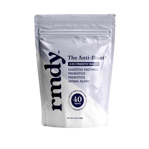 rmdy Constipation & Bloating Relief | Probiotic Targeted Relief from Gas, Diarrhea, & Irregular Bowel Movements | Sugar Free Chewable Tablets