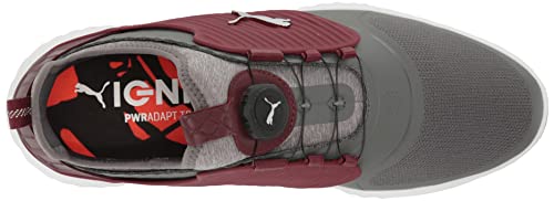 PUMA Men's Ignite Pwradapt Caged Disc Golf Shoe, Quiet Shade Silver-Zinfandel, 13