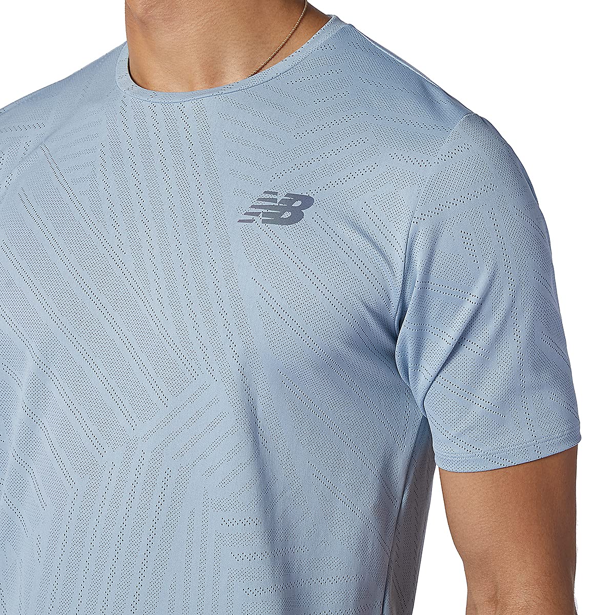 New Balance Men's Q Speed Fuel Short Sleeve, Light Slate, Small