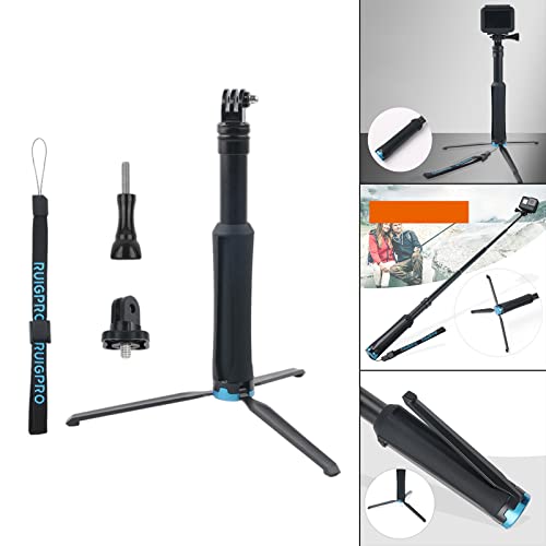 Ronyme Portable Selfie Stick Tripod Stand Extension Pole for Action Cameras - with Long Screw