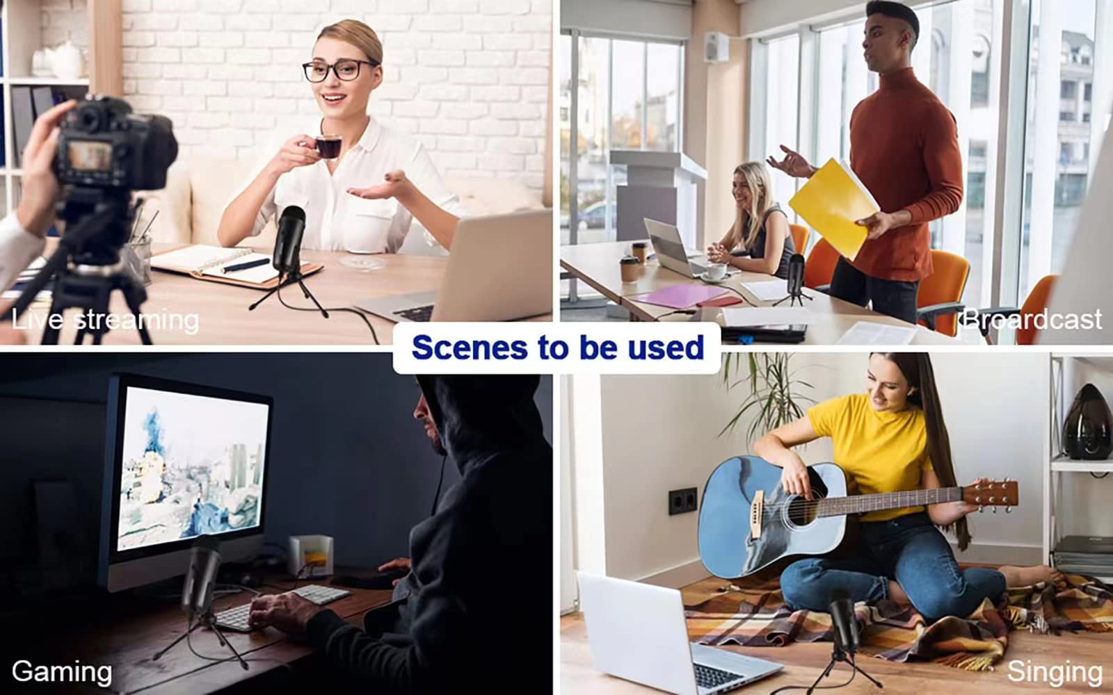 Tonshen USB Podcast Microphone Condenser Microphone for PC and Laptop Podcast Equipment Bundle Gaming Mic Studio Microphone for Singing, Vocal Recording, Streaming Supercardioid Pickup Pattern