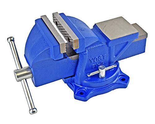 Yost Vises Tool 4-Inch Workshop Duty Bench Vise, Model BV-4, with 120-Degree Swivel Base, Blue