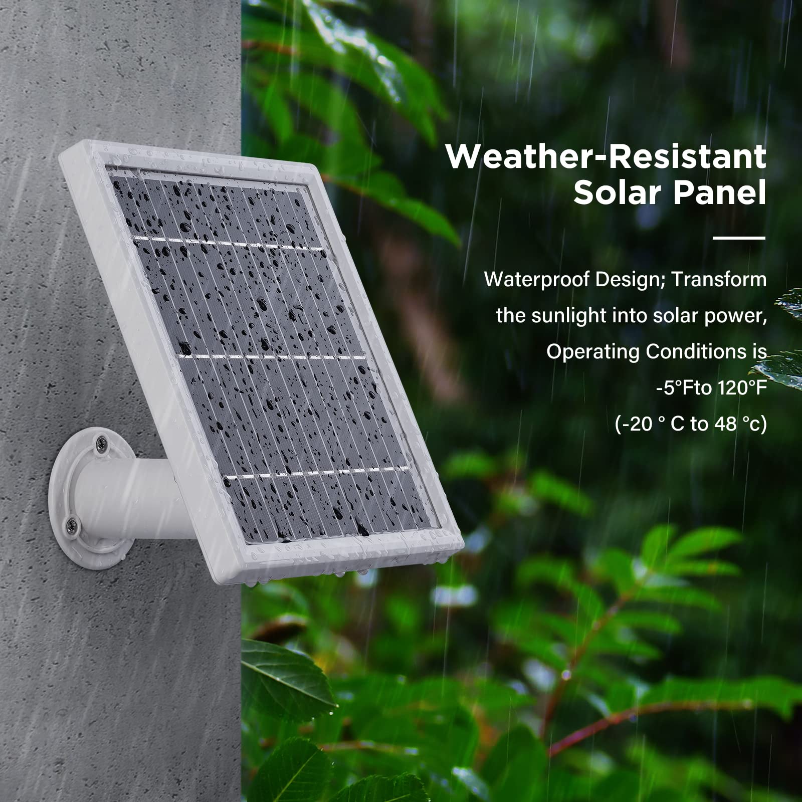 OLAIKE Solar Panel with 3.8m/12ft Power Cable for Video Doorbell 1st & 2nd Gen(2020 Release),Include Detachable Flexiable Wall Mount,Waterproof Charge Continuously(Camera not Included),White