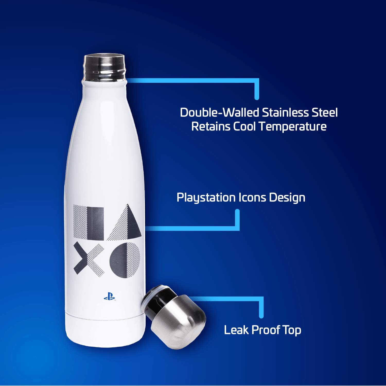 Paladone Playstation Metal Water Bottle PS5 - Easy Hydrate for Boys, Gamers - Officially Licensed Merchandise