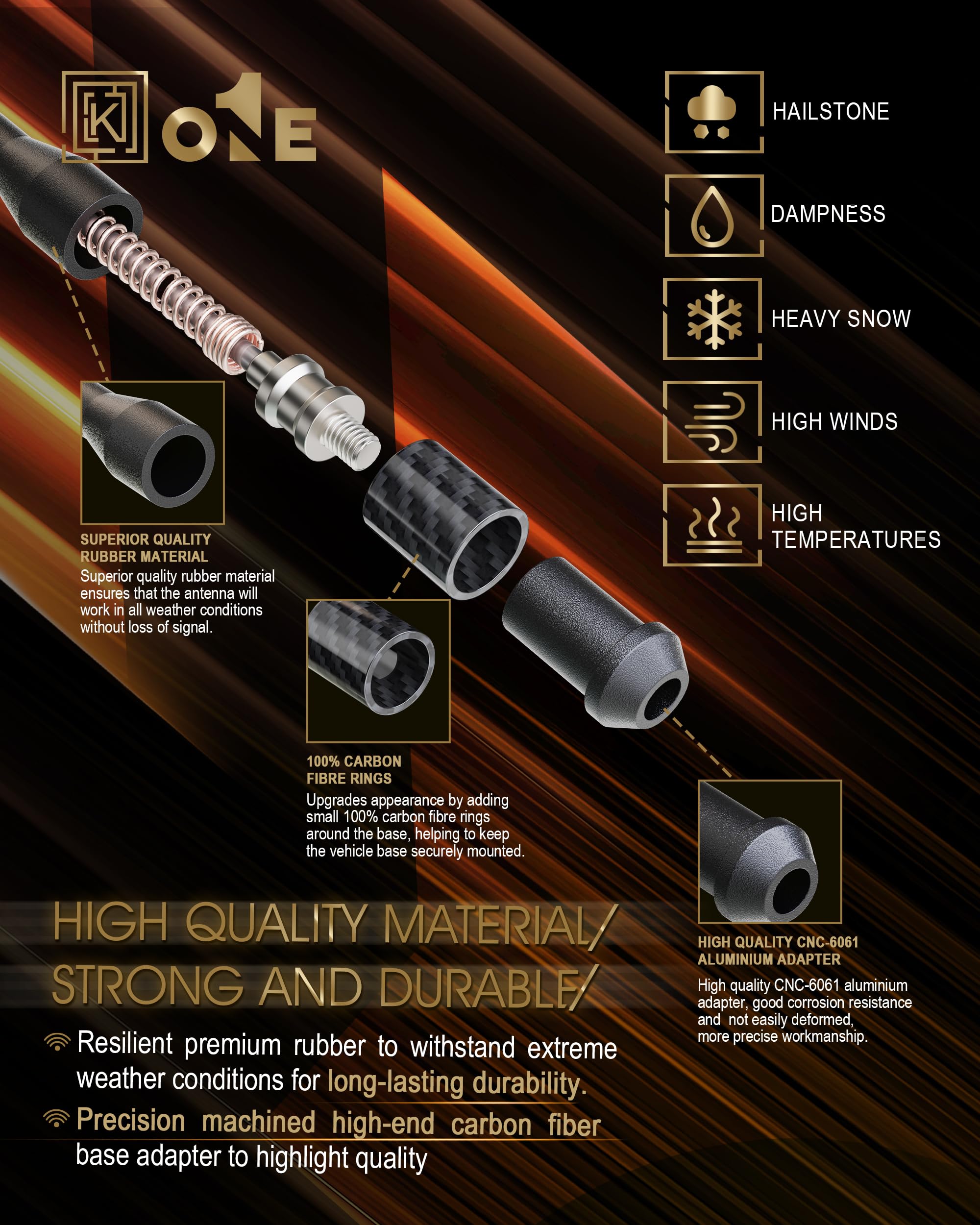 πππ KEYO1E Carbon Fiber Antenna Compatible with Select Model CCL17-09-AN19-BBB-PS | 7.9 Inches Superior Flexible Rubber | Designed for Optimized FM/AM Signal