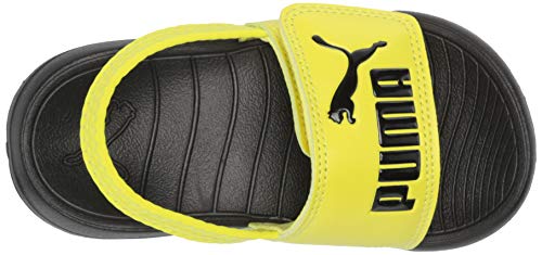 PUMA unisex child Popcat 20 Backstrap Slide Sandal, Puma Black-sulphur Spring, 8 Toddler US