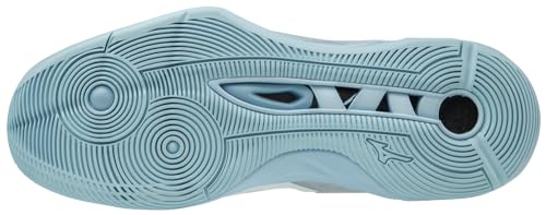 Mizuno Women's Wave Momentum Indoor Court Shoe, White-Blue, 8.5 B US
