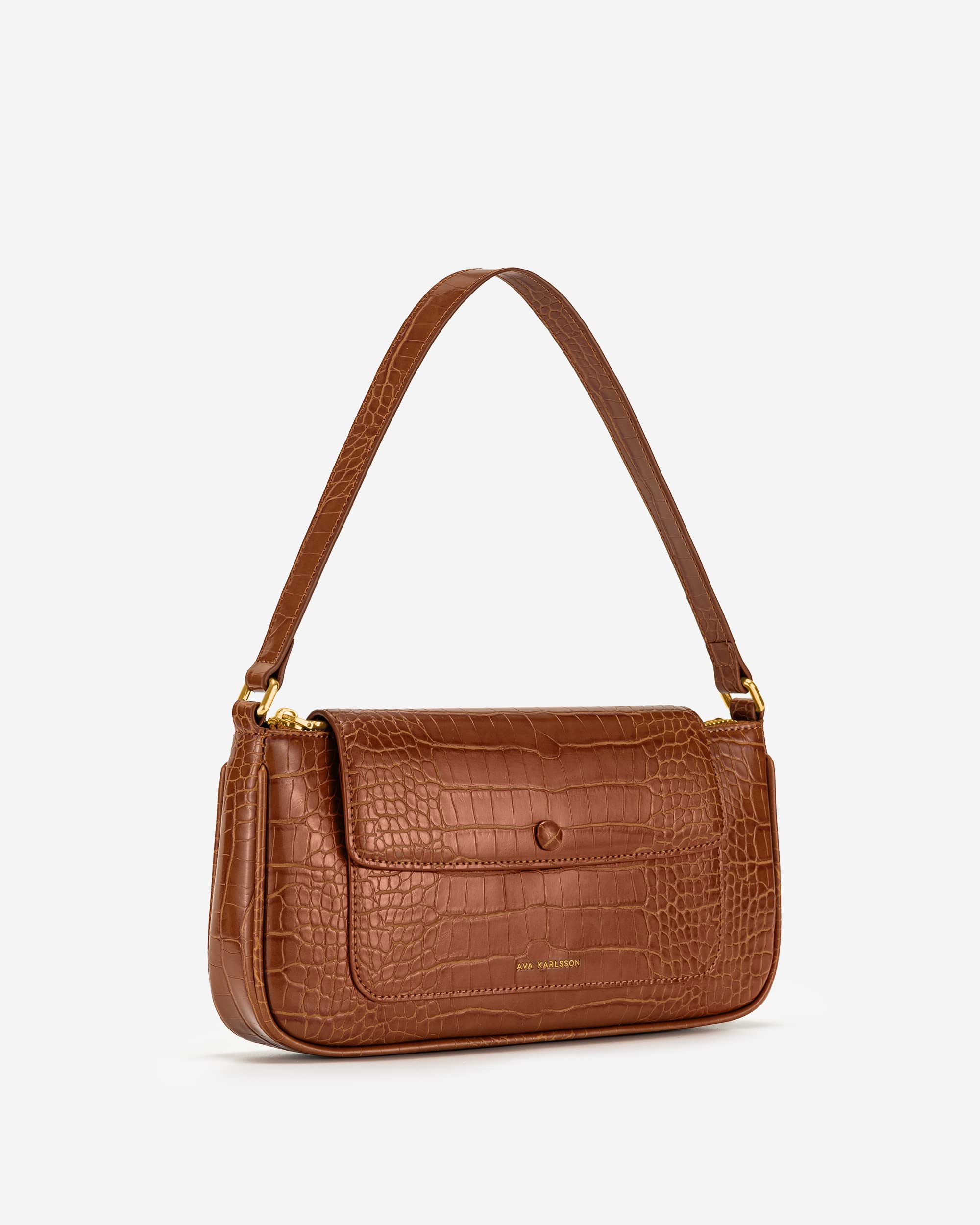 Shoulder Bag, Mini Handbags Purses, Brown Shoulder Bag for Women, PU Leather Crocodile Pattern Handbags