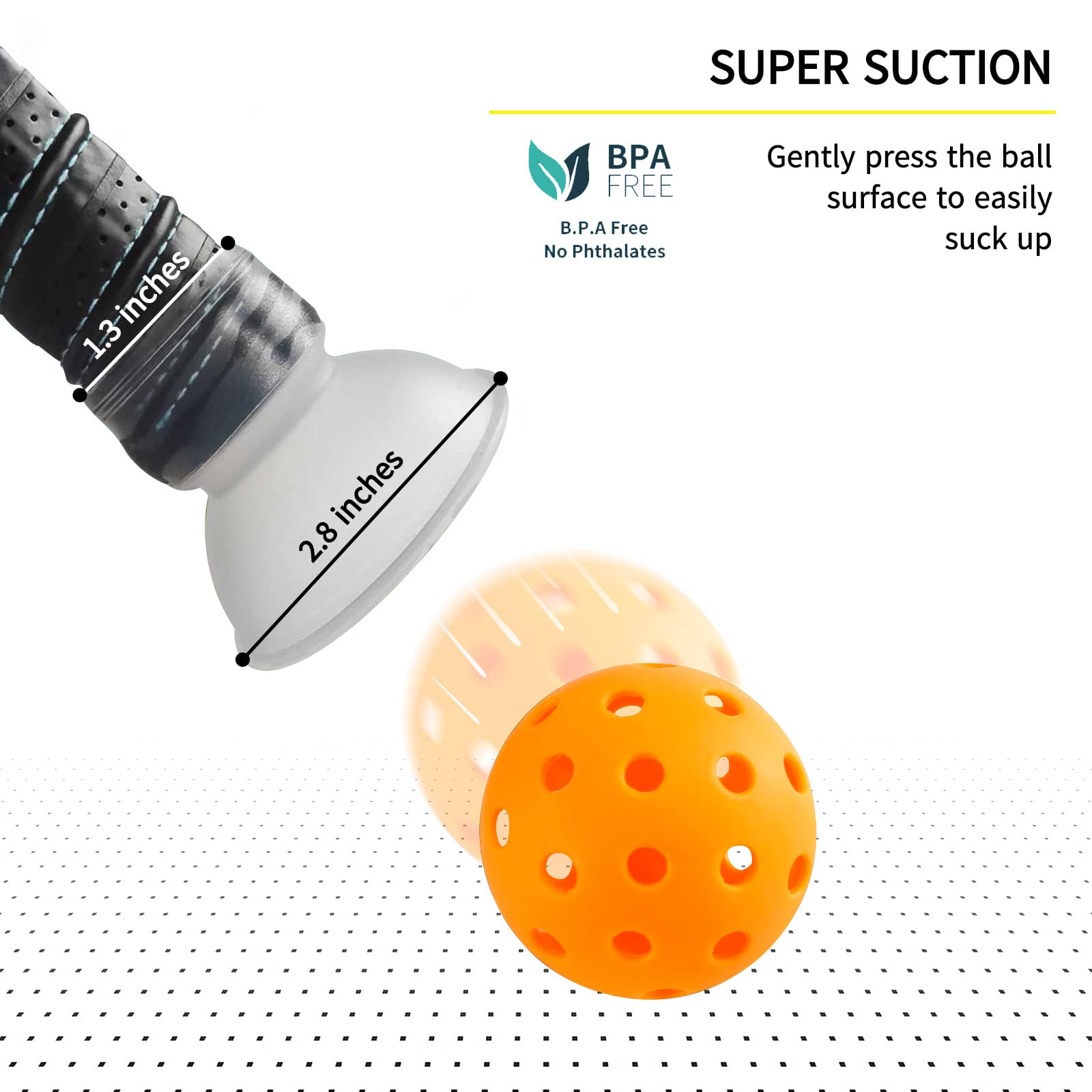 Silicone Pickleball Ball Retriever, Pickleball Paddle Accessory to Pick Up Pickleball Balls without Bending Over, 2 Pack, Transparent