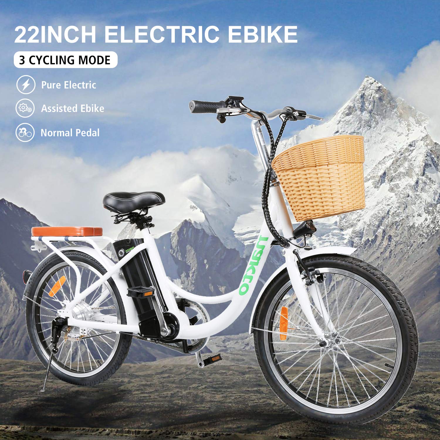 NAKTO 22" Electric Bike 250W Electric Bicycle Sporting City Ebike for Female with 36V 10Ah Lithium Battery