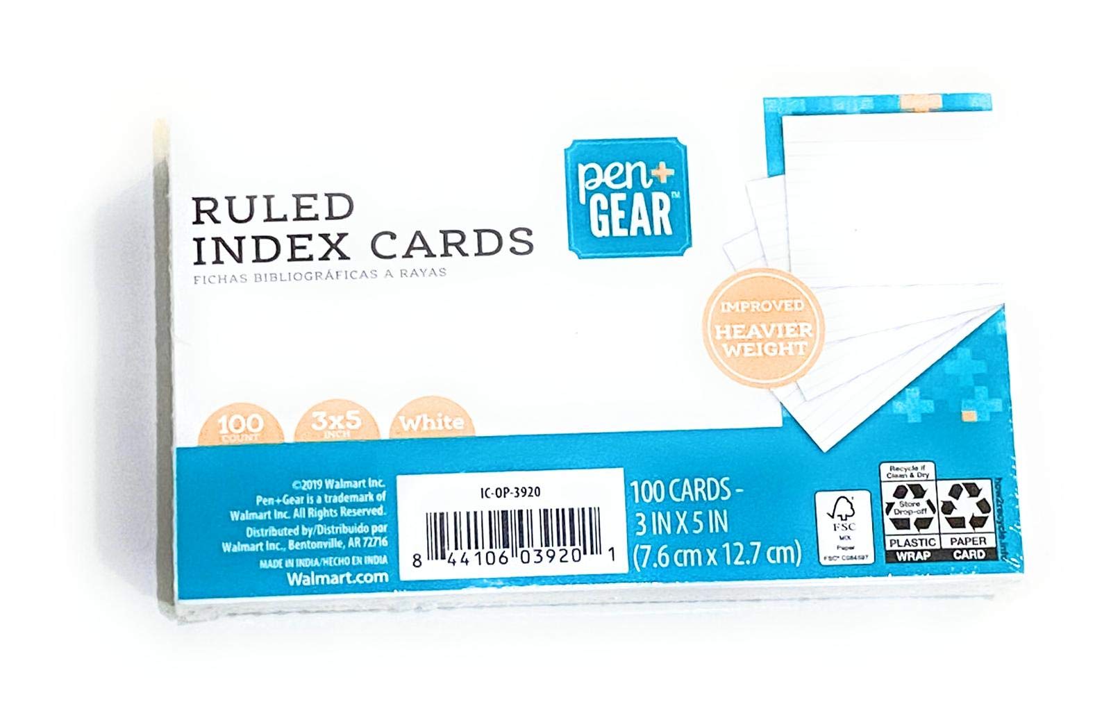 Pen + Gear Ruled Index Cards, 3" x 5", 100 Count