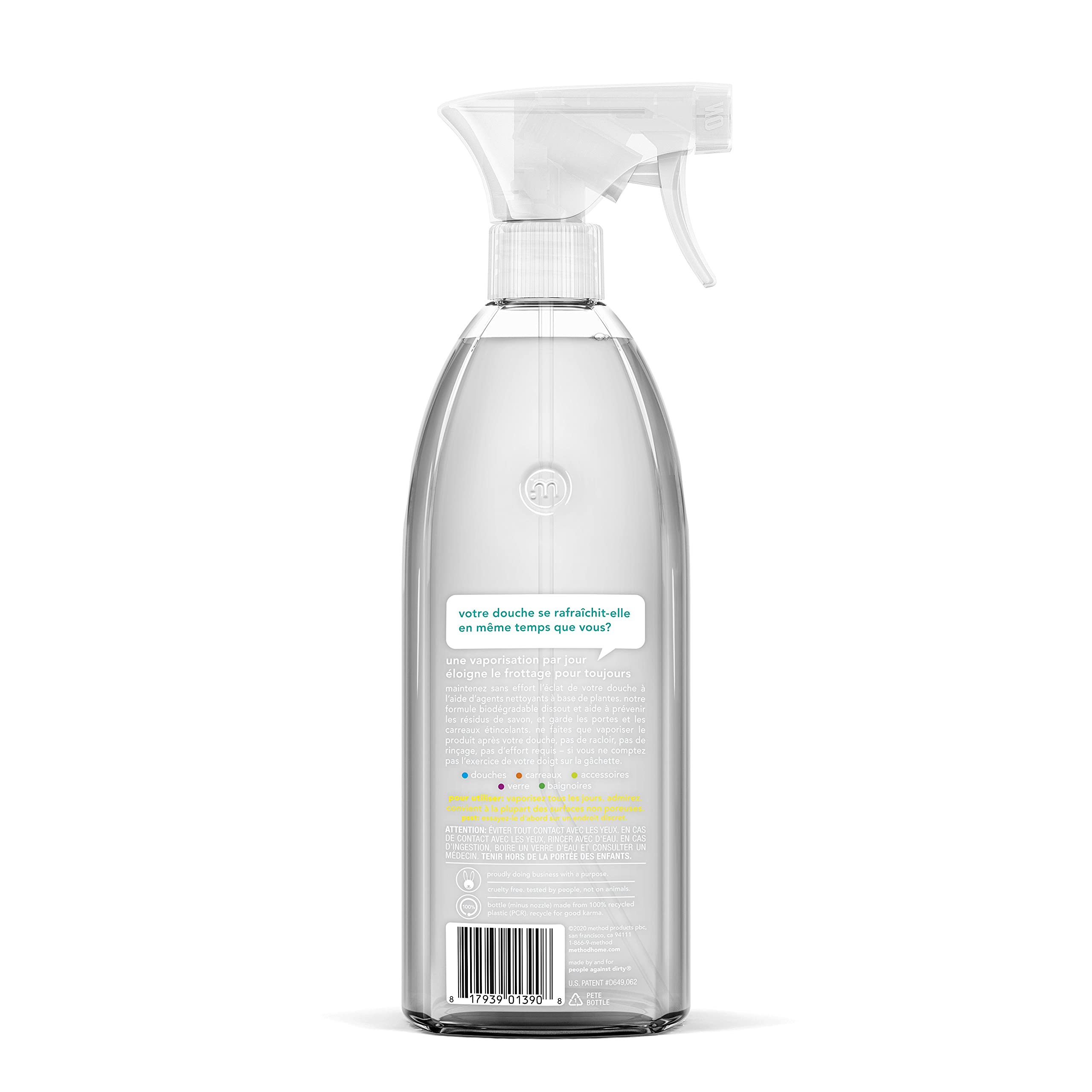 Method Daily Shower Cleaner Spray, Plant-Based & Biodegradable Formula, Spray and Walk Away, Eucalyptus Mint Scent, 28 Fl Oz, (Pack of 8), Packaging May Vary