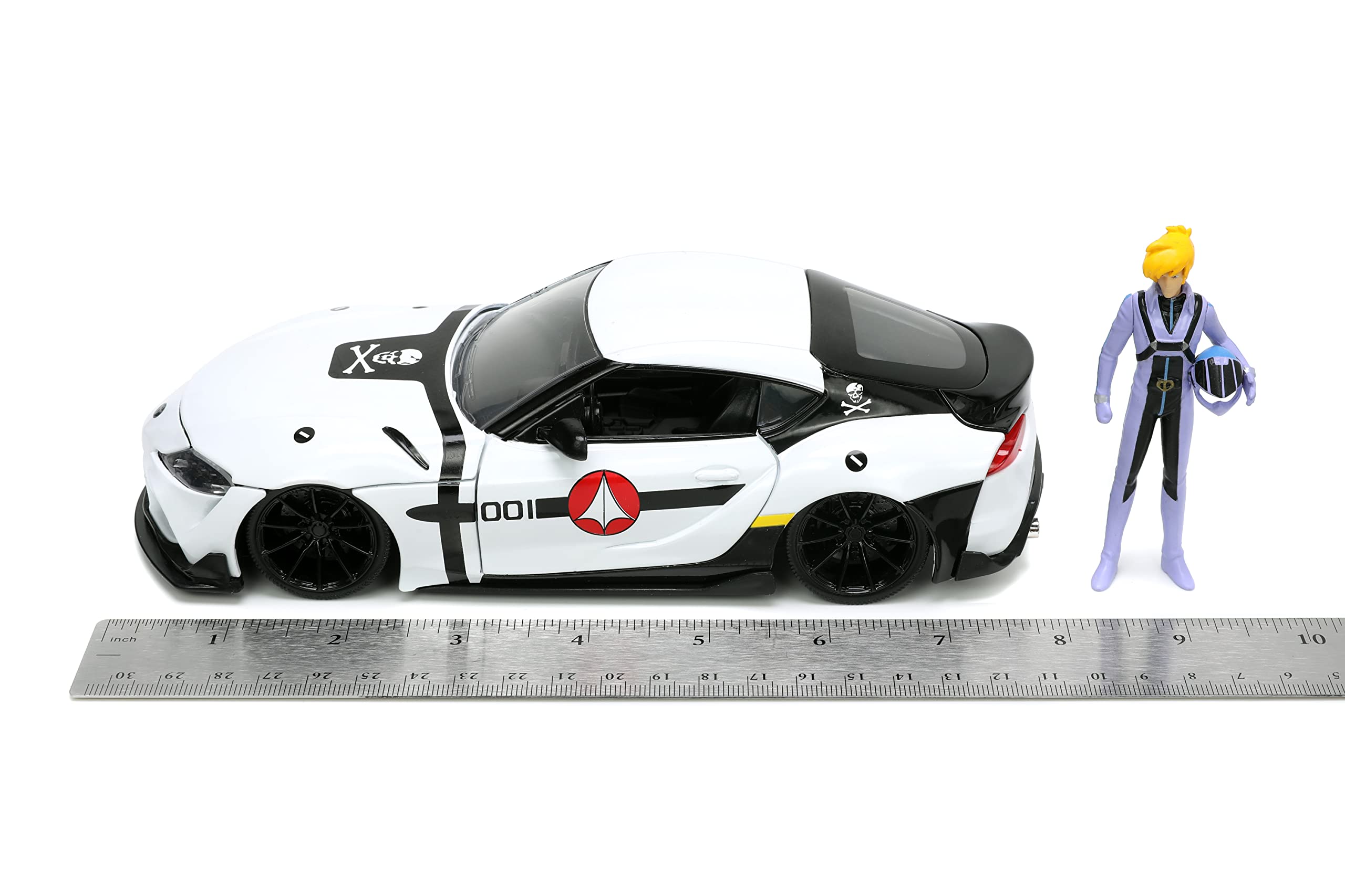 Robotech 1:24 2020 Toyota Supra Die-cast Car & 2.75" Roy Focker Figure, Toys for Kids and Adults