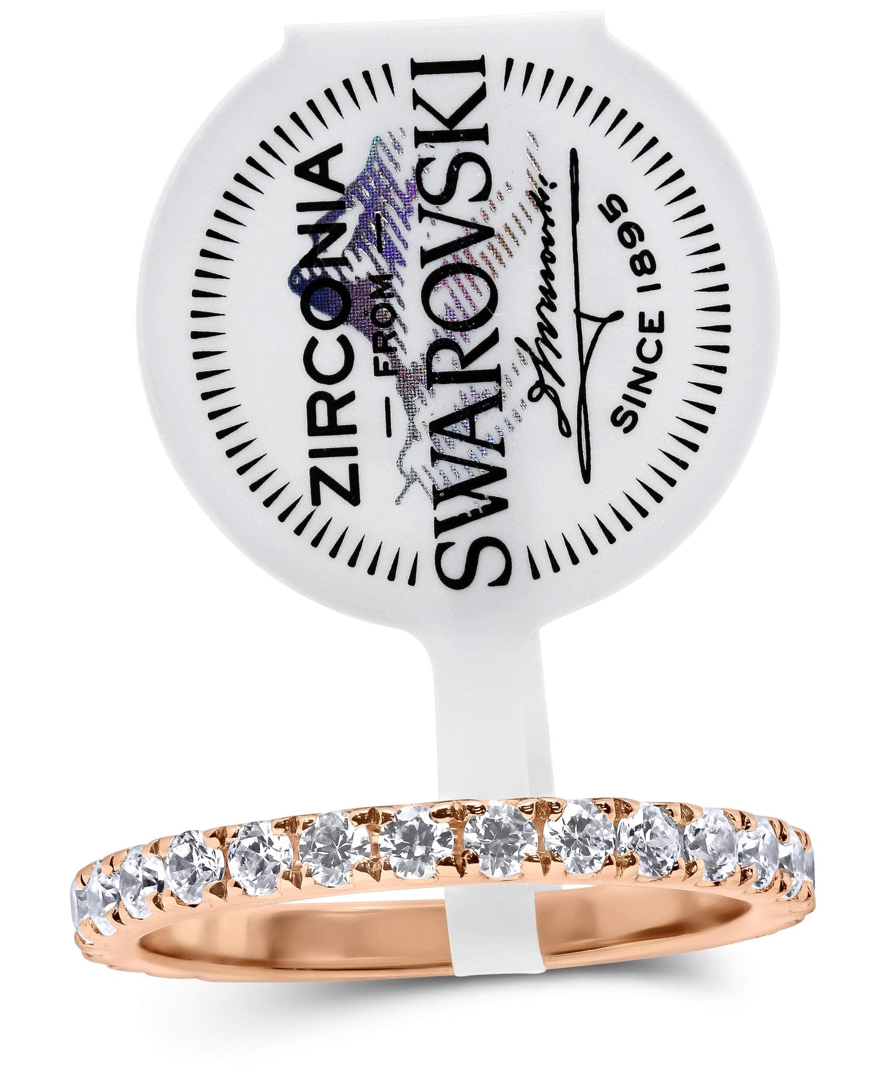 ORO LEONI 925 Sterling Silver Cz Eternity Band Ring - 14k Silver, Yellow And Rose Gold Plated (Rose Gold, 8)