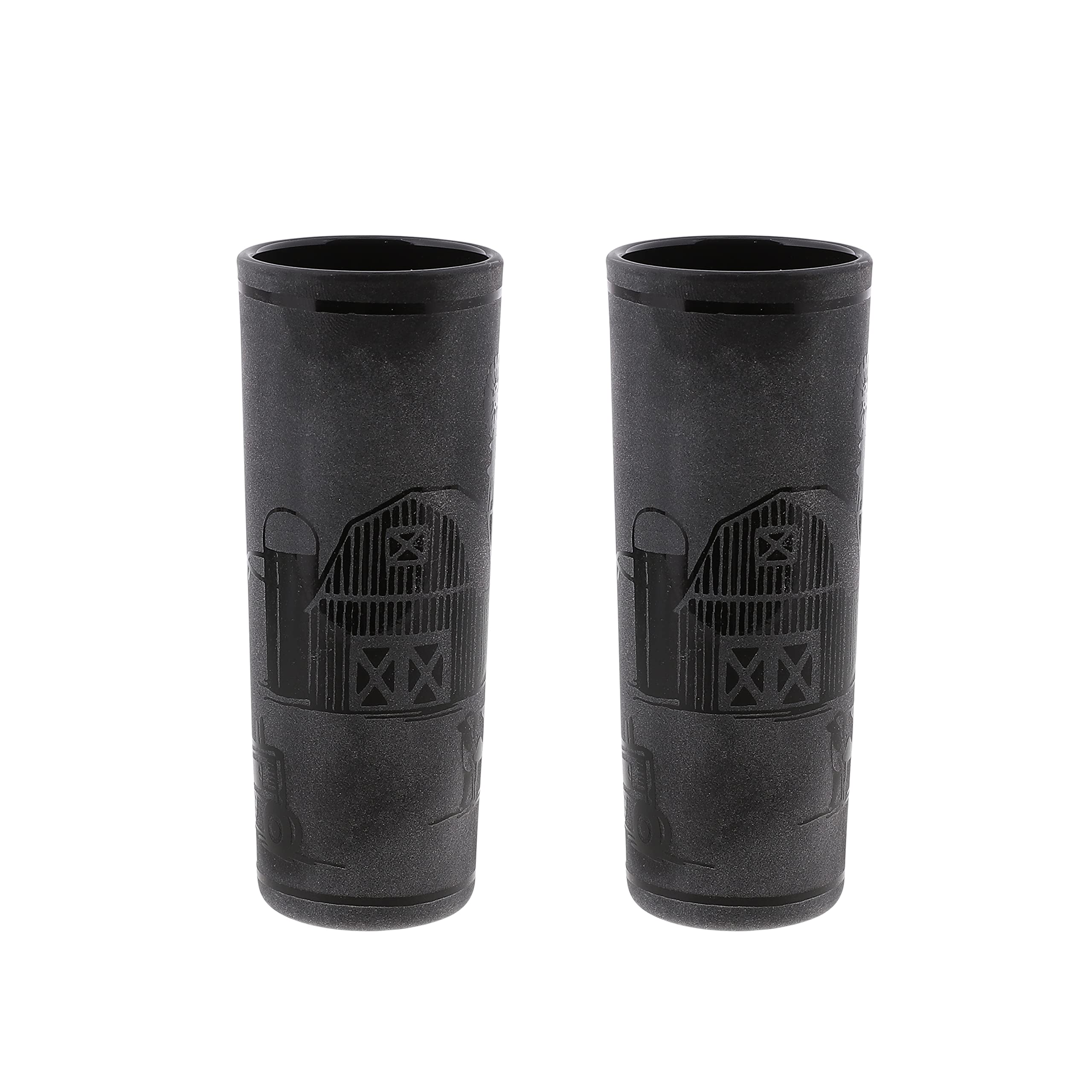 Servette Home 2.5 oz Shooter Glass Shot Glasses with Farm Design - 2 Black