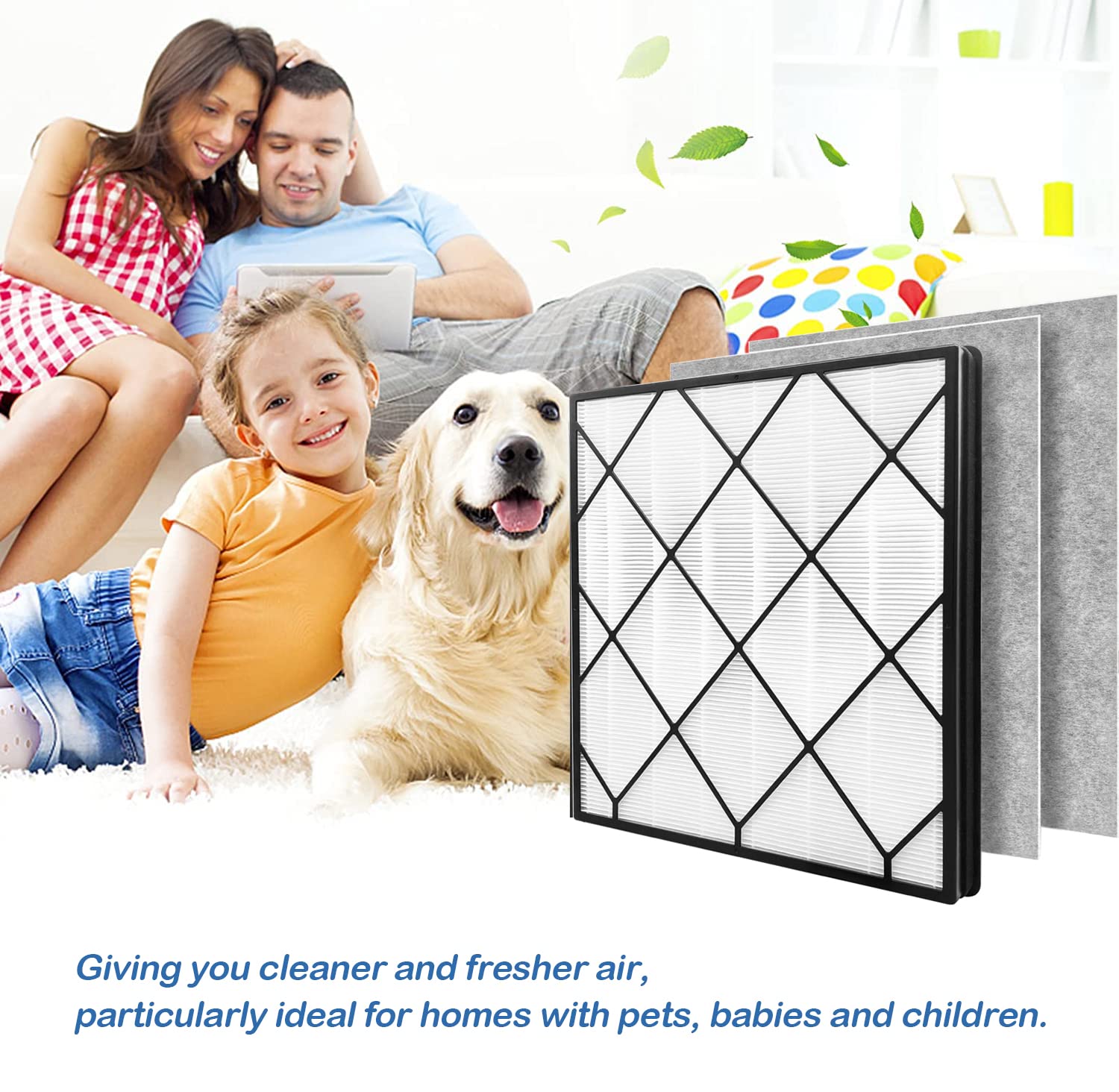 Yiemoge HE400 True HEPA Replacement Filter and 2 Pre-Cut Activate Carbon Prefilter Set, Compatible with Shark HE400 HE401 HE402 HE405, Model HE4FKBAS (1 HEPA Filter & 2 Carbon Prefilters)