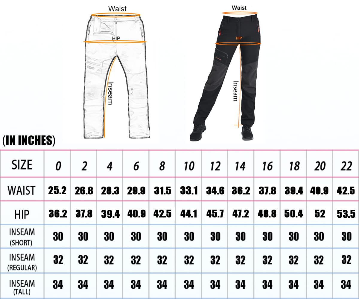 Postropaky Womens Outdoor Snow Ski Pants Waterproof Hiking Insulated Softshell Pants Snowboard Zipper Bottom Leg(Grey8S)