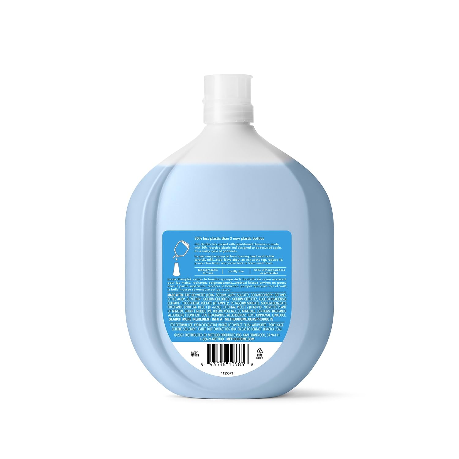 Method Foaming Hand Soap Refill, Sea Minerals, Recyclable Bottle, Biodegradable Formula, 28 oz, (Pack of 1)