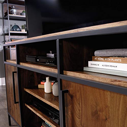 Sauder Nova Loft Credenza, L: 61.97" x W: 17.32" x H: 34.29", Grand Walnut Finish