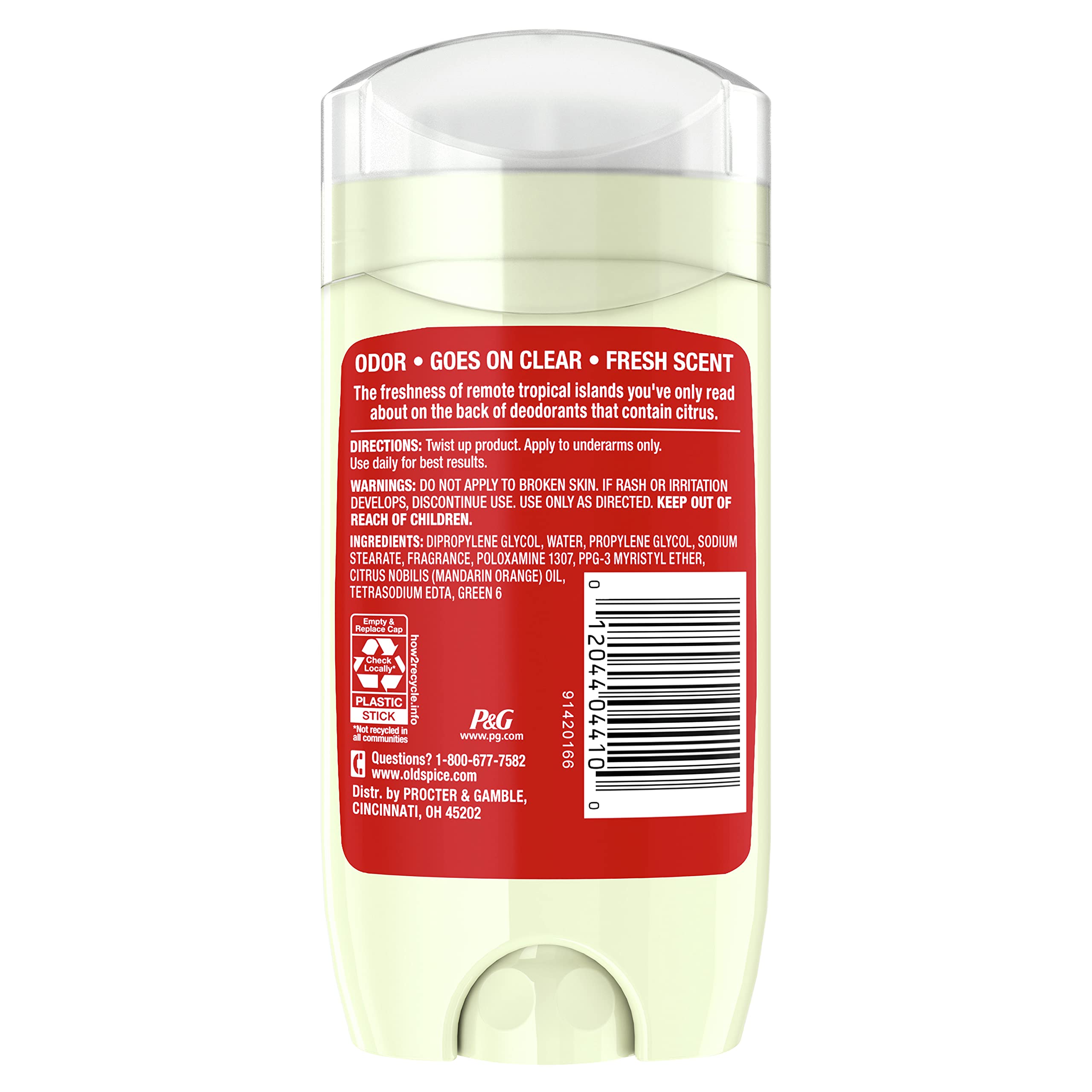 Old Spice Deodorant for Men, Tropics with Citrus Zest Scent Inspired by Nature, 3 Oz