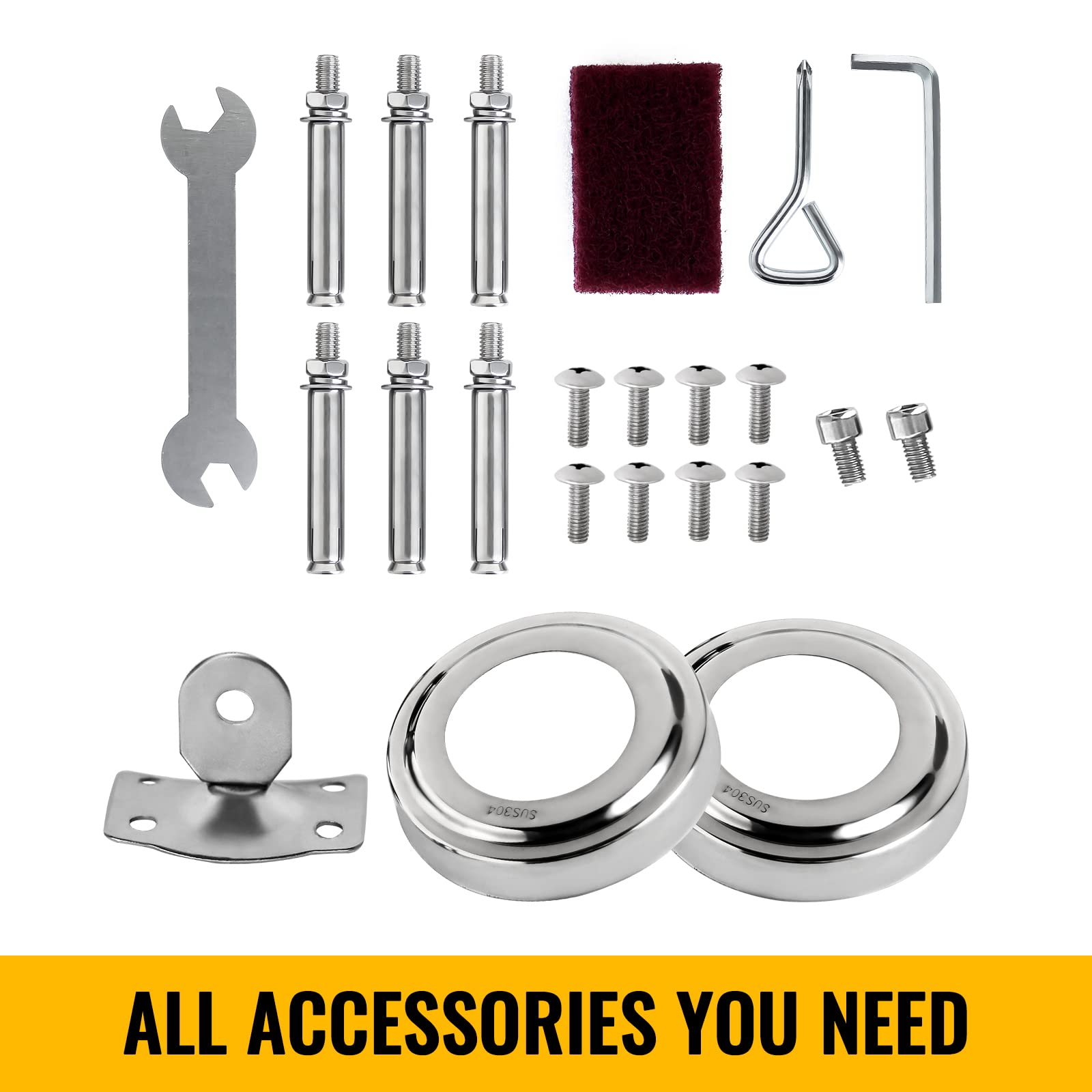 Migoda Stainless Steel Handrail 55’’x34’’ Inch, Silver Stair Handrail 551Lbs Load, Angle Adjustable Hand Rails for Outdoor Steps, Stair Rail Fits 4-5 Steps with Complete Screw Kit