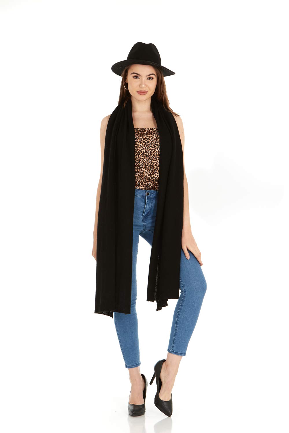 Manio Cashmere 100% Cashmere Knitted Wrap Pashmina Shawl Extra Large Scarf Stole for Women Travel
