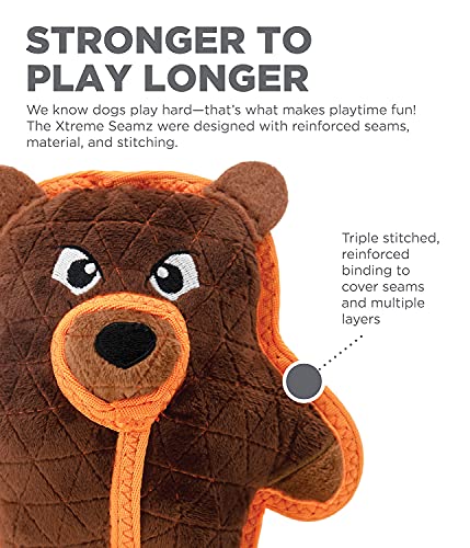 Outward Hound Xtreme Seamz Bear Squeaky Plush Dog Toy - Reinforced Dense Stuffing Plush Toy