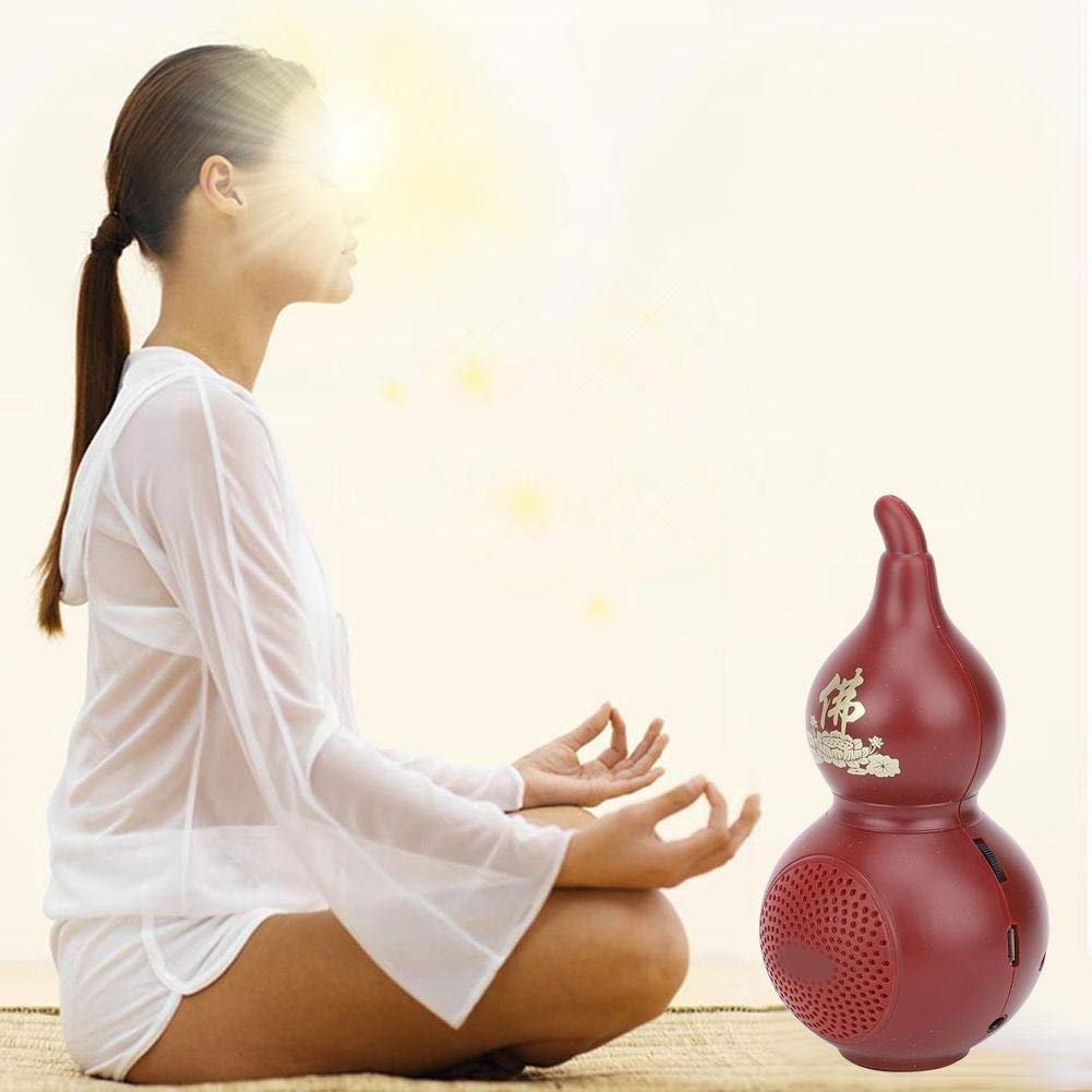 Prayer Machine, Exquisite 26 Songs Portable Gourd Shaped Buddha Music Player, Office Buddhist Temple for Home(red)