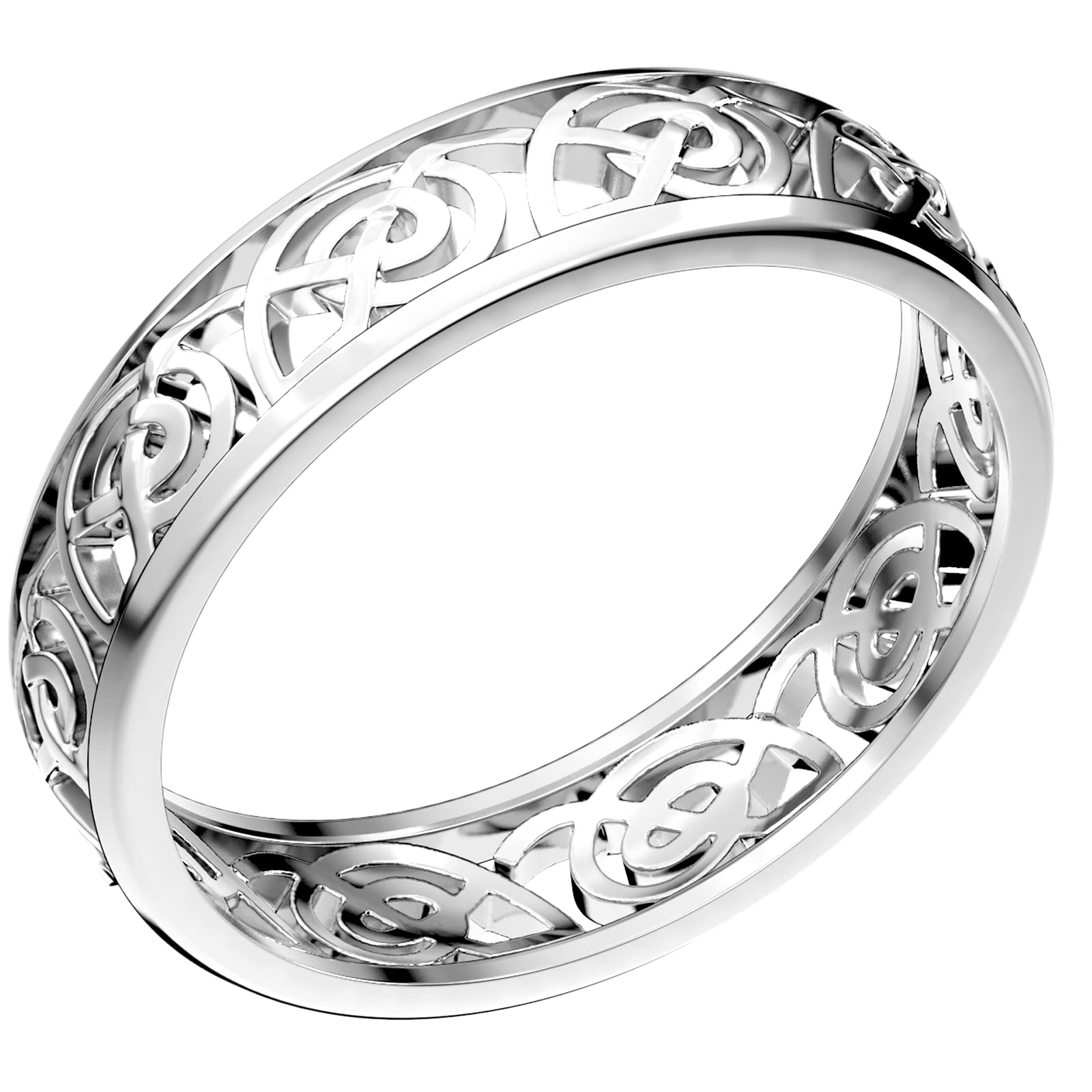 US Jewels Ladies 6mm 925 Sterling Silver Celtic Love Knot Ring, Size 4