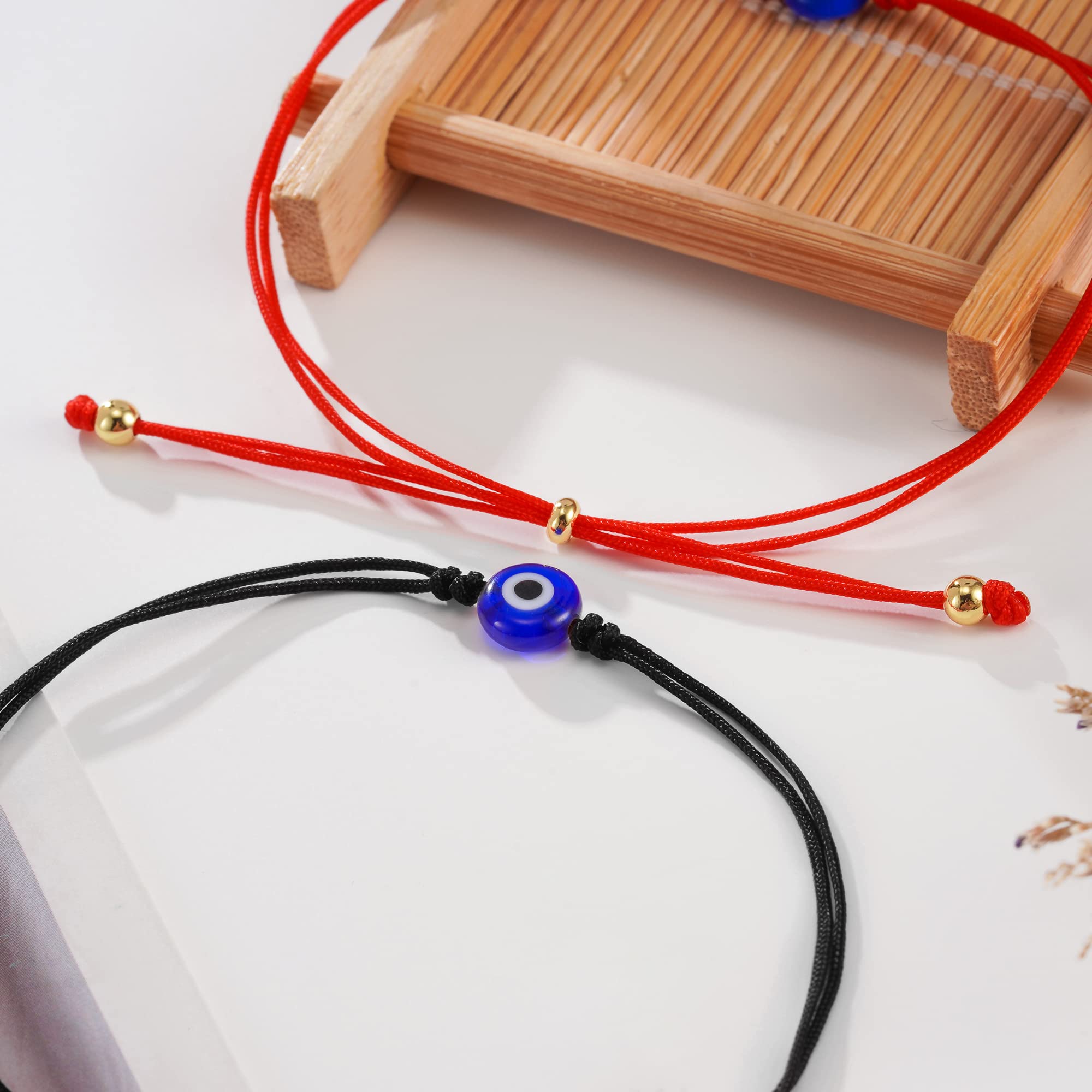MANVEN Evil Eye Bracelet Nazar Kabbalah Red Protection Bff Friendship Ojo Turco Good Luck String Bracelets for Women Men