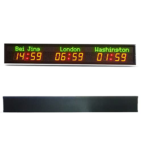 THINKHONGHAO Zhong Xiaoxiao Brand LED red and Green Digital Electronic 3 City World Clock Summer Digital World Clock displays time Brightness at Different Times