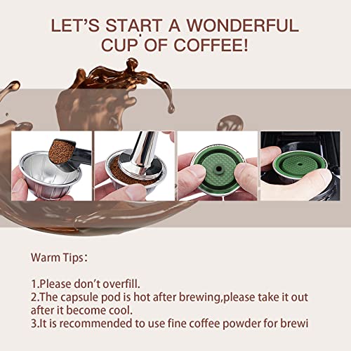 Reusable Coffee Capsule Lid for Original Nespresso Vertuoline Pods, Food Grade Silicone Caps for Refillable Nespresso Vertuo Pods with Scoop and Brush, 4 PCS(Green)