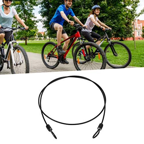 Portable Stainless Steel Use with Padlocks Cable Lock for Locking Bike Bicycle Scooter(Black)