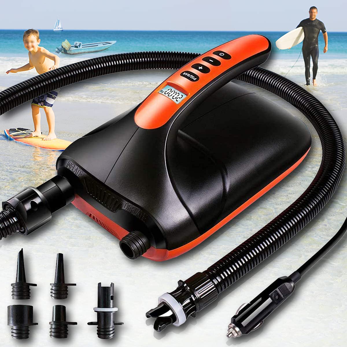 Paddle Board Pump,SUP Air Pump 20PSI High Pressure,Electric Portable Pump,12v Air Pump,Intelligent Dual Stage & Auto-Off Inflation & Deflation Function for Paddle Boards,Inflatable Boats,Kayaks